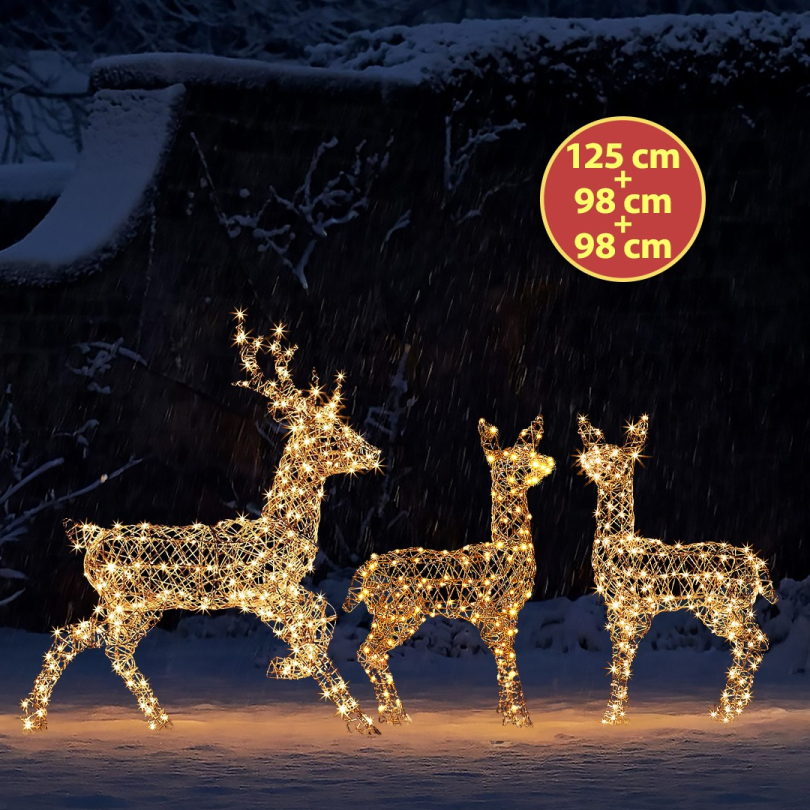 2x Small Reindeer 200 LED + 1x Medium Reindeer 300 LED – Christmas ...